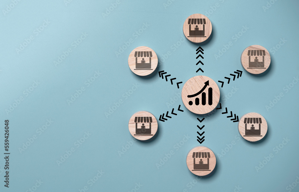 Business sale growth and expand shop franchise concept, Store and ...