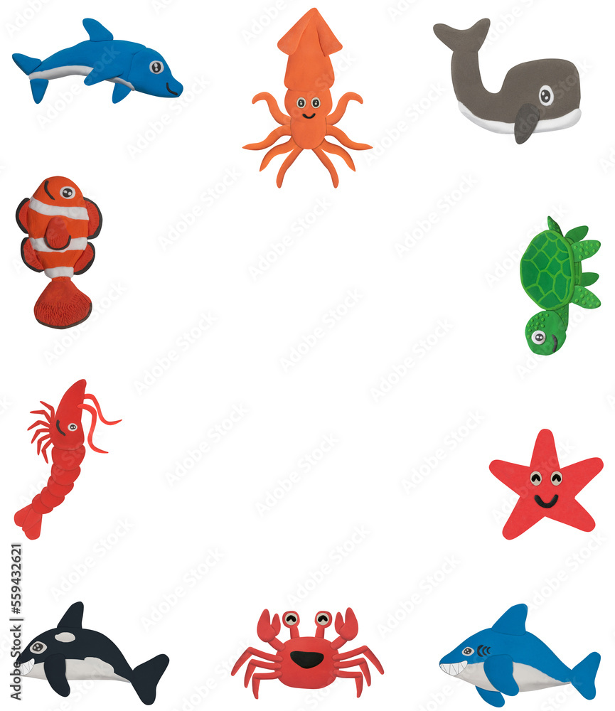 set of sea ocean animal border background Stock Photo | Adobe Stock