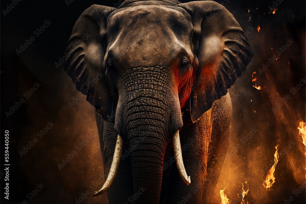 Animals with the power of blazing fire elephant Stock Illustration ...