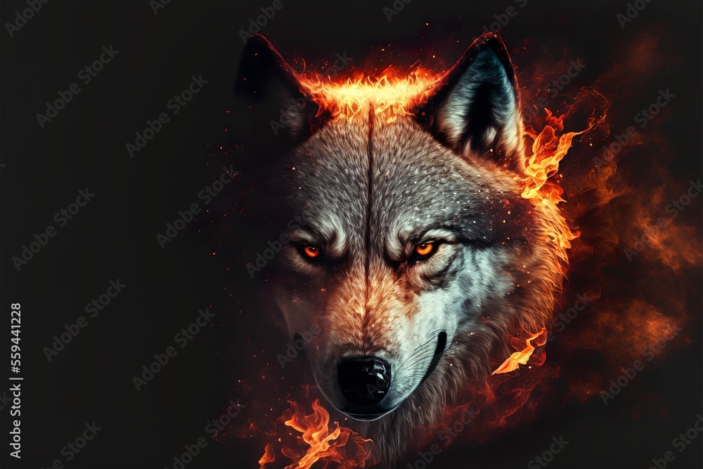 Animals with the power of blazing fire - wolf Stock Illustration ...