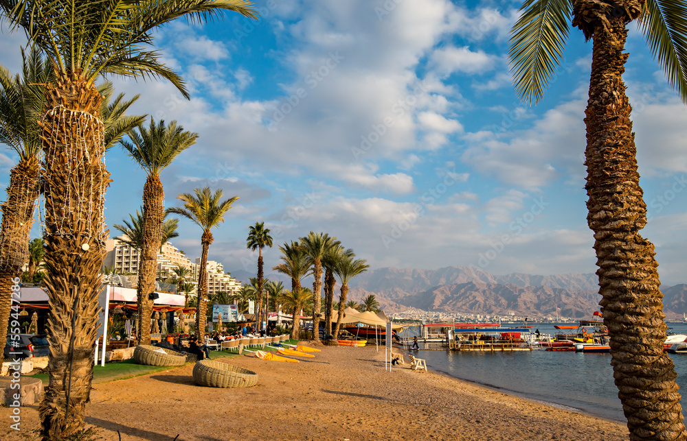 Photo & Art Print Public beach in Eilat - Israeli southernmost and ...