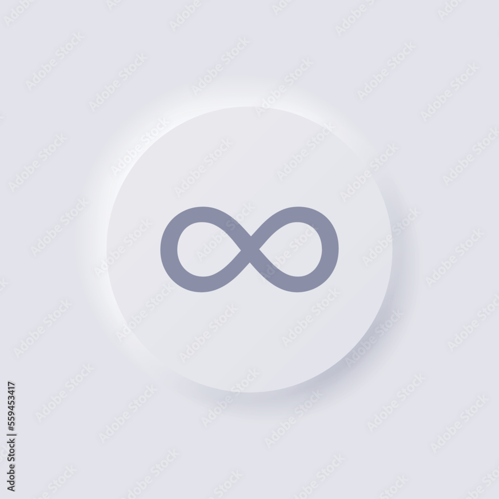 Infinity symbol icon, White Neumorphism soft UI Design for Web design ...