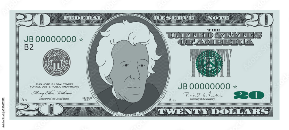 US Dollars 20 banknote -American dollar bill cash money isolated on ...