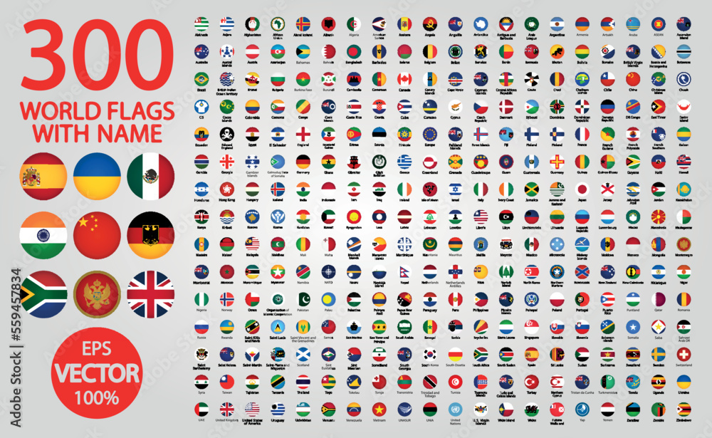 All official national flags of the world . circular design Stock Vector ...