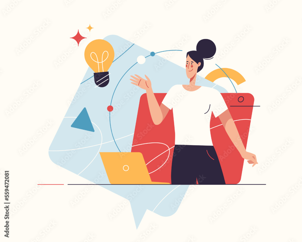 Vector illustration on the subject of creativity, generating innovative ...
