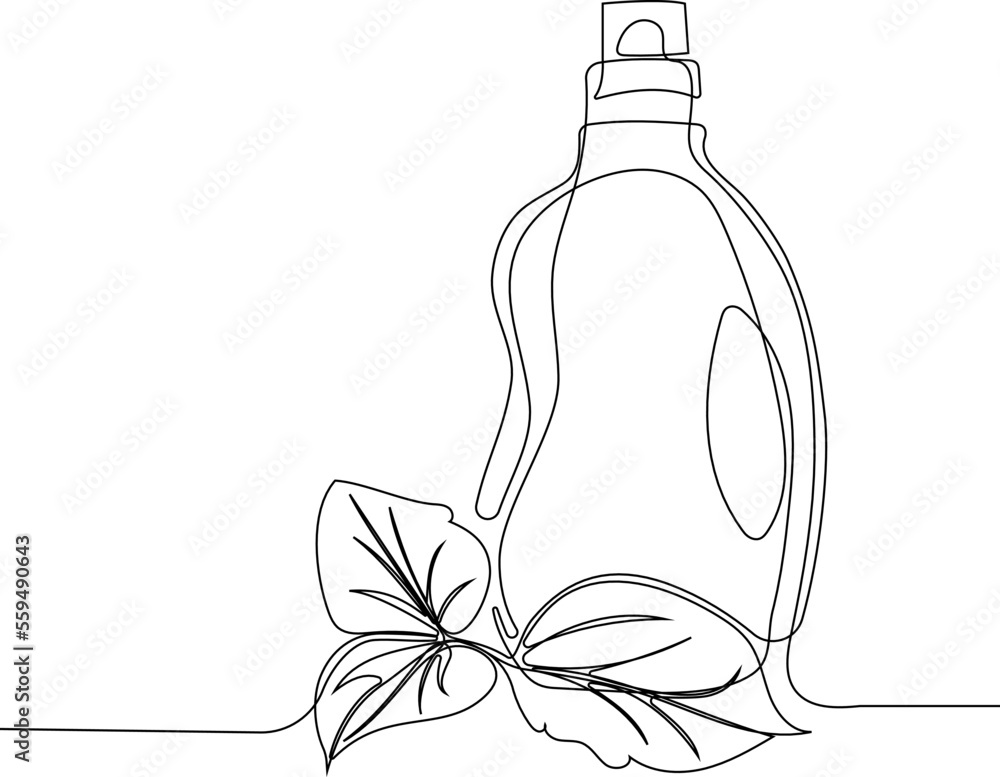 Continuous one line drawing of bottles for liquid laundry detergent ...