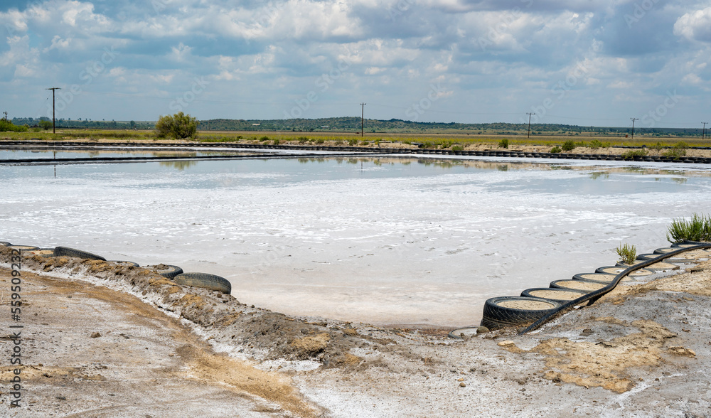 An agricultural salt pan where salt is harvested in the Free State ...
