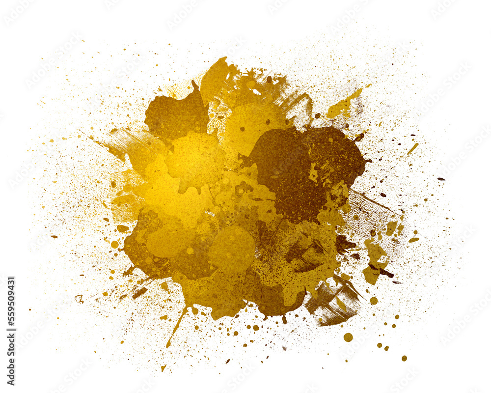 gold paint splashes, isolated white background Stock Illustration ...