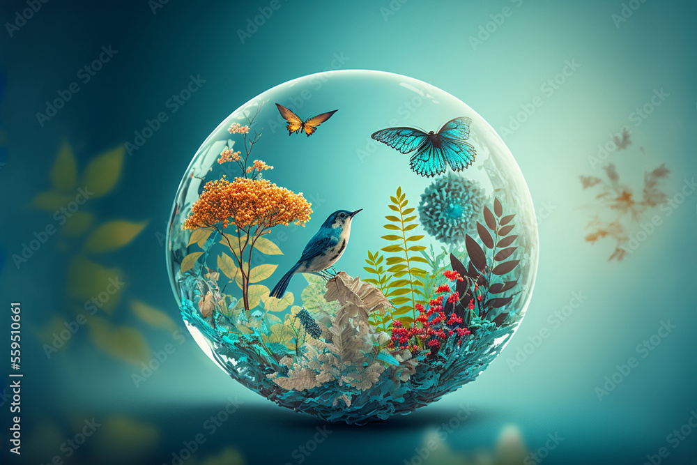 World environment and earth day concept with glass globe and eco ...