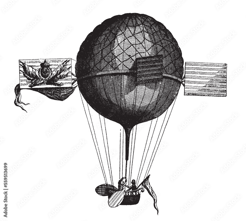 Vintage Transportation. Passenger Aircraft. Balloon, Dirigible or ...