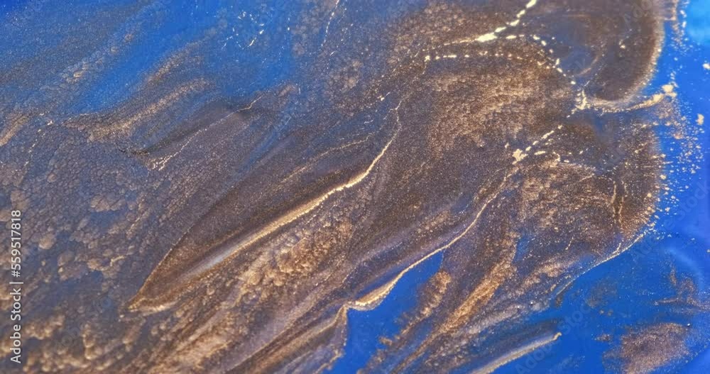 Stylish blue gold ink swirl, motion abstract background. Shiny ...