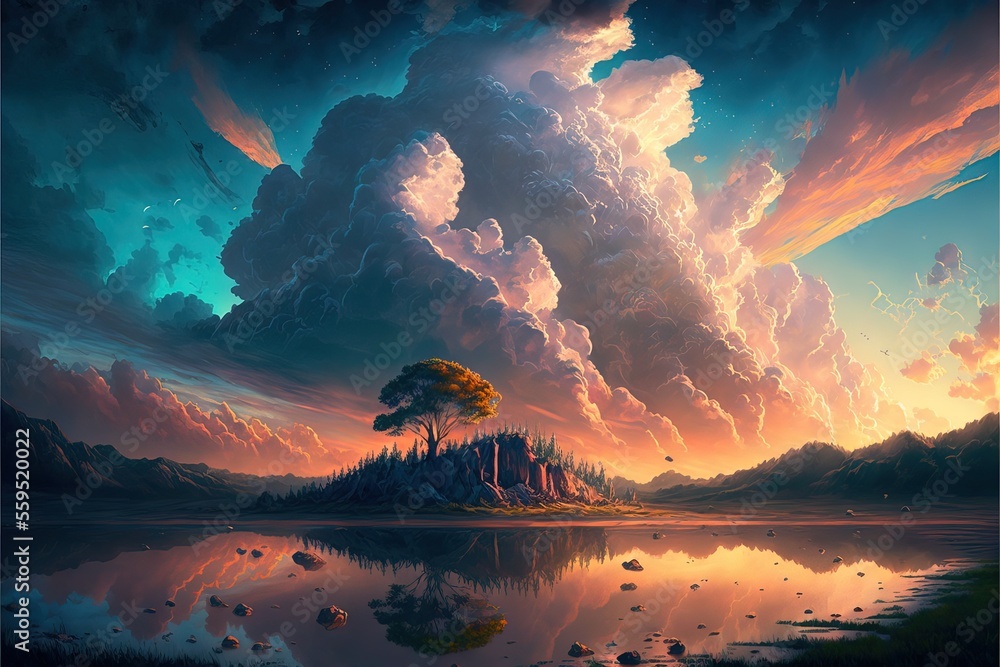 Beautiful and Inspiring Landscape, with Giant and Glorious Sky, with ...