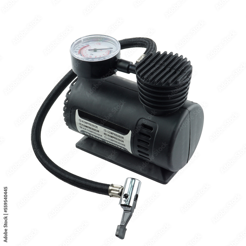 Black Compressor isolated on transparent background. Car portable ...