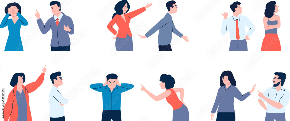 Denial and ignoring people, indifferent woman dont listening man. Toxic ...