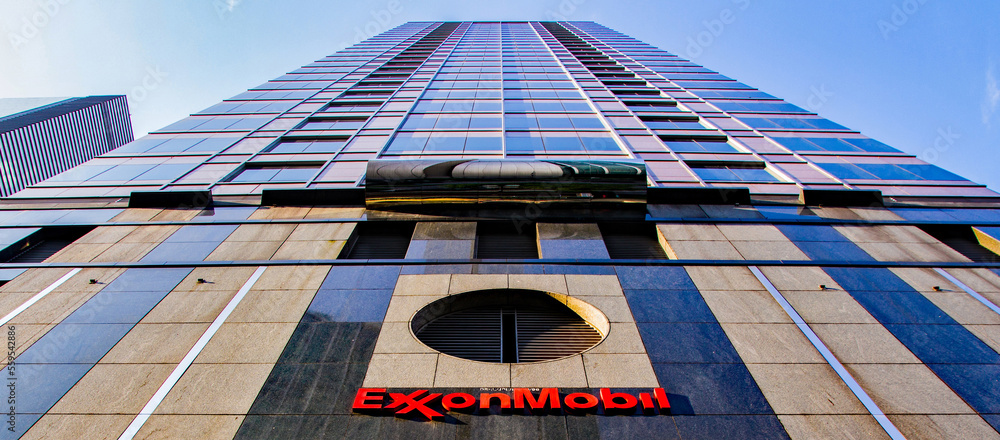 ExxonMobil corporate sign outside of their Asia-Pacific headquarters in ...