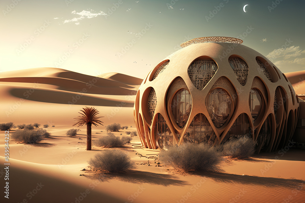 ภาพประกอบสต็อก Desert architecture with traditional Arabic oriental ...
