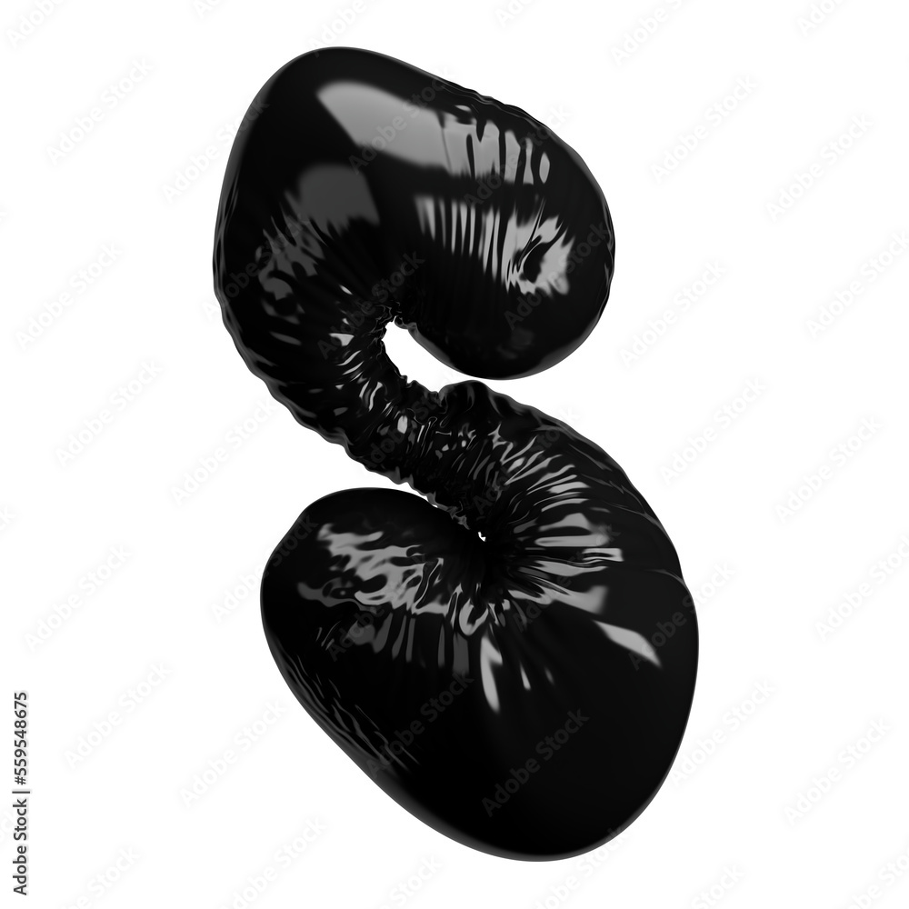 Realistic inflated font 3D render - letter S. Great for your design web ...