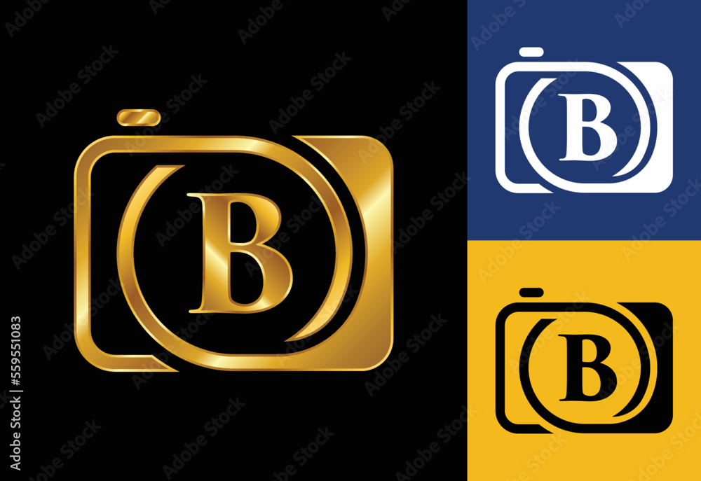 Initial B monogram letter with a camera icon. Logo for photography ...