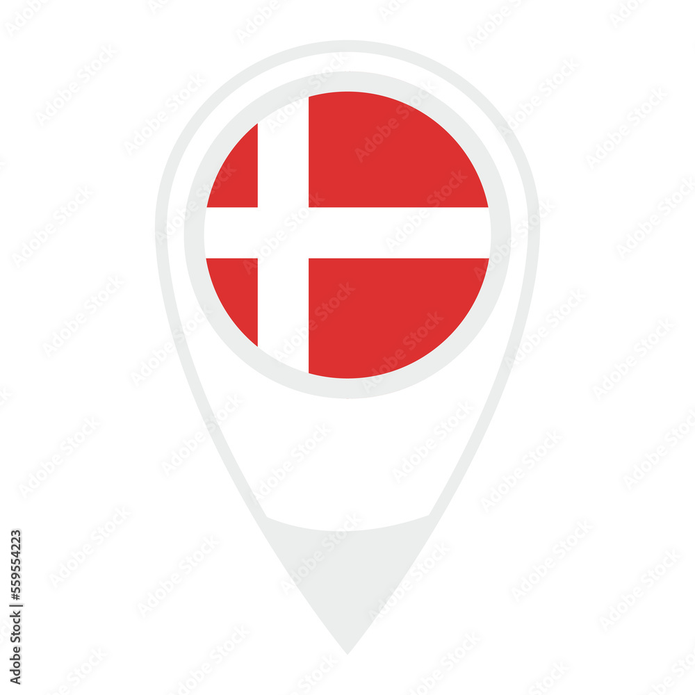 National flag of Denmark, round icon, and location sign PNG Stock ...