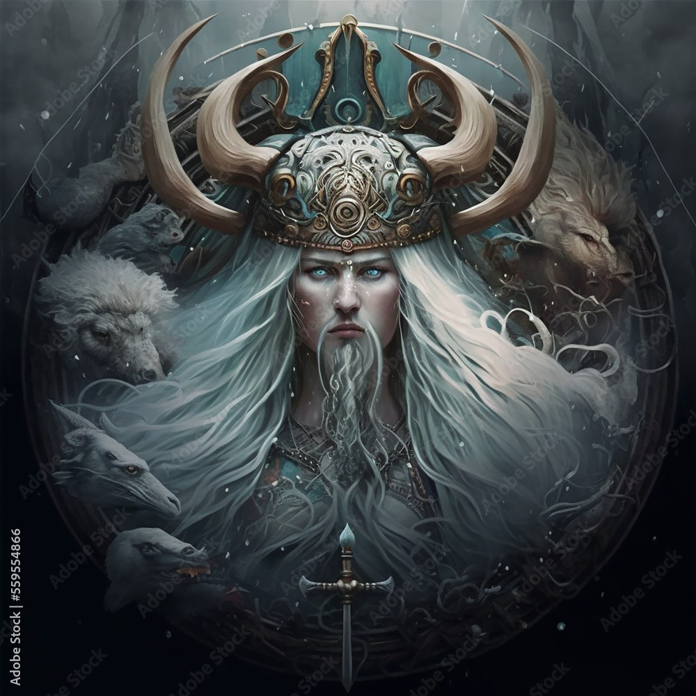 Norse mythology goddess Hel. Created with Generative AI technology ...