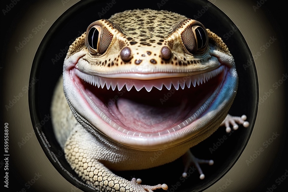 a gecko with its mouth open and it's mouth wide open with its mouth ...