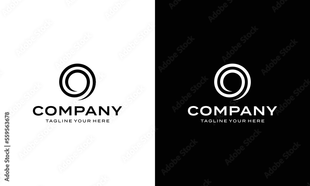 Vector logo for letter O design template, on a black and white ...