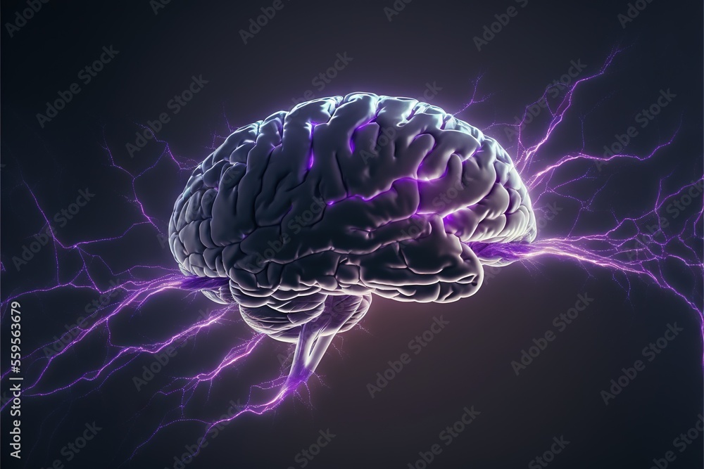 a brain with a lot of electrical wires in it's center and a black ...