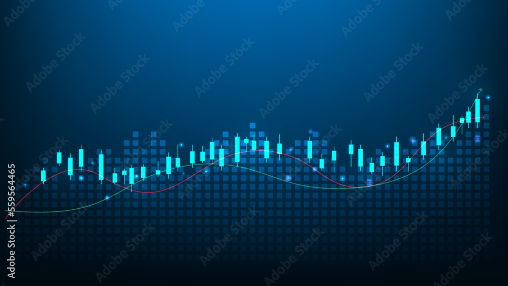business investment graph growth on blue dark background. stock market ...
