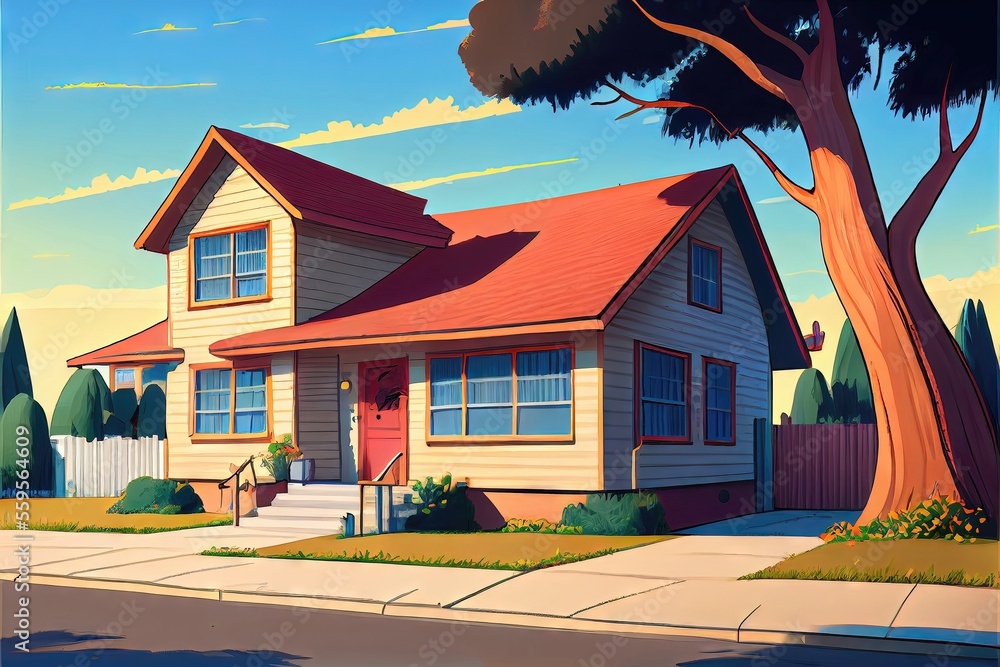 Generic image of a suburban two-story house on a nondescript street ...