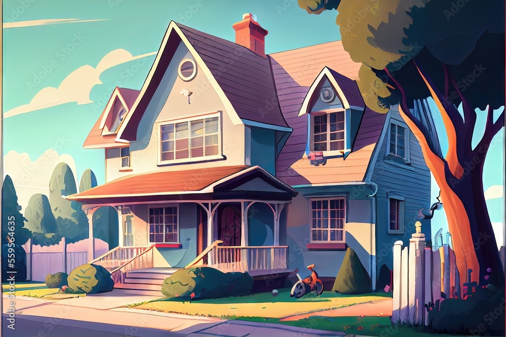 Generic image of a suburban two-story house on a nondescript street ...