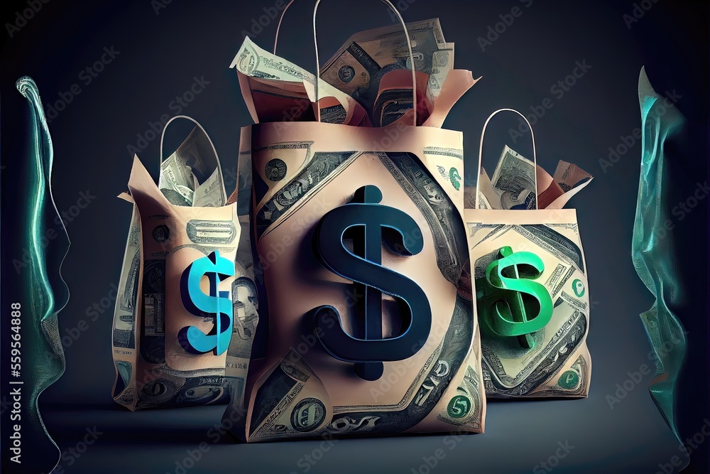 Bag of Cash - moneybags to depict wealth and richness by generative AI ...