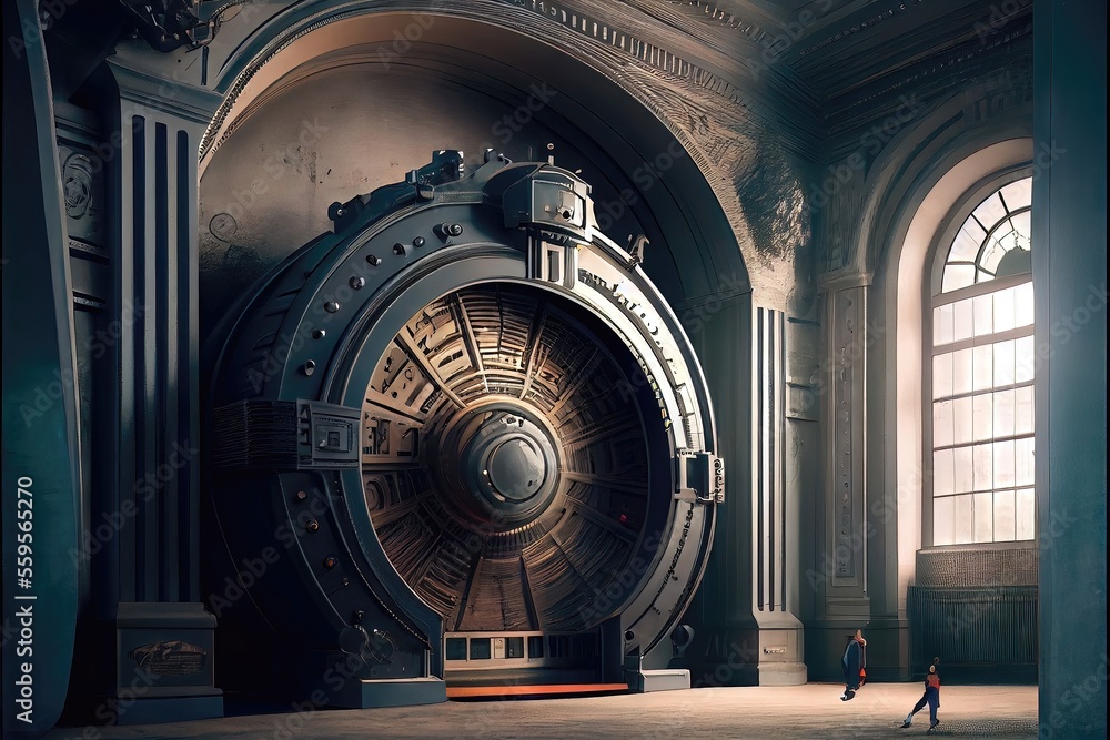 Bank Vault Door - Large and heavy bank vault keeps money and valuables ...