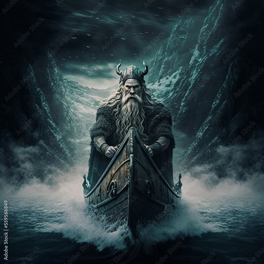 Norse mythology valhalla concept. Created with Generative AI technology ...