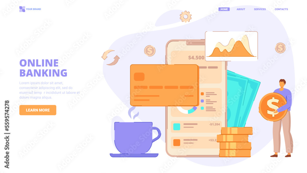 Online banking mobile application illustration vector illustration ...