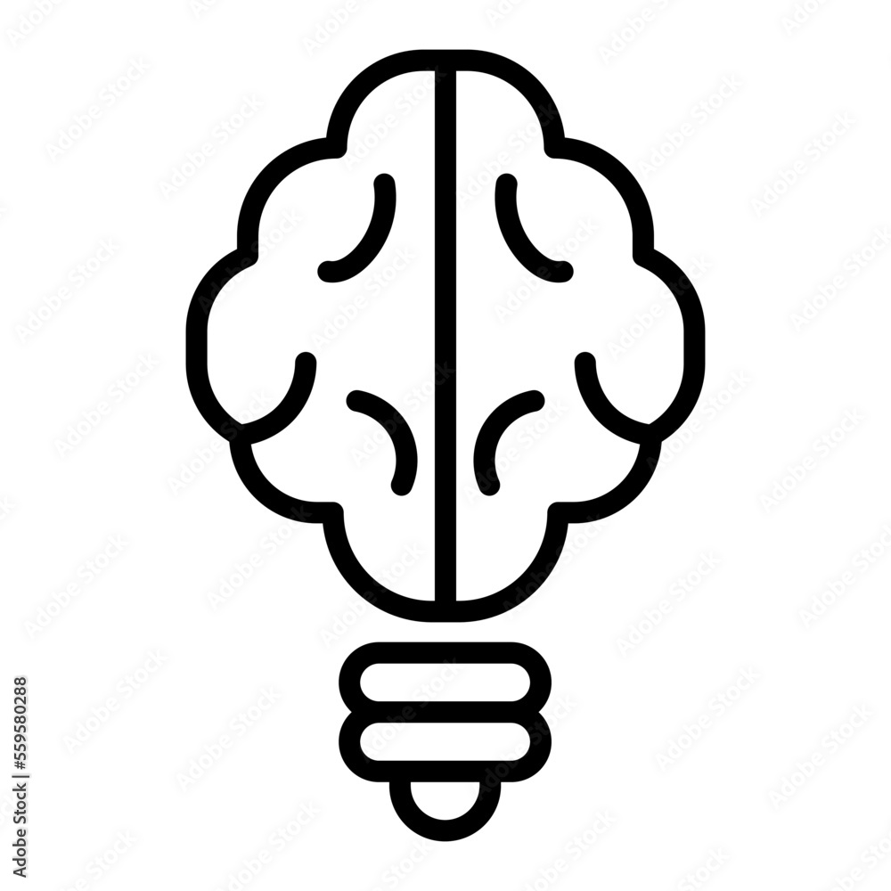 Icono de cerebro estilo bombilla. Creatividad. Ilustración vectorial ...