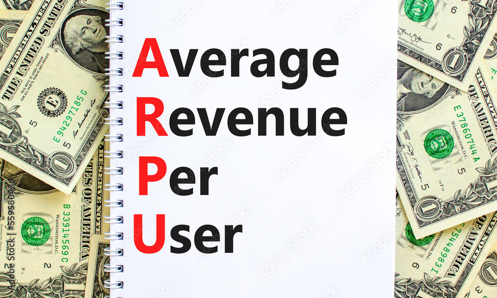 ARPU average revenue per user symbol. Concept words ARPU average revenue per user on white note ...