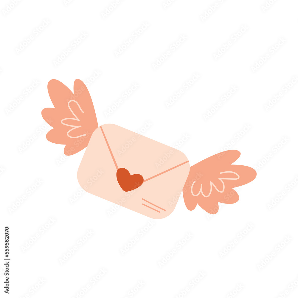 Love mail letter flying. Vector cartoon hand drawn illustration. Stock ...