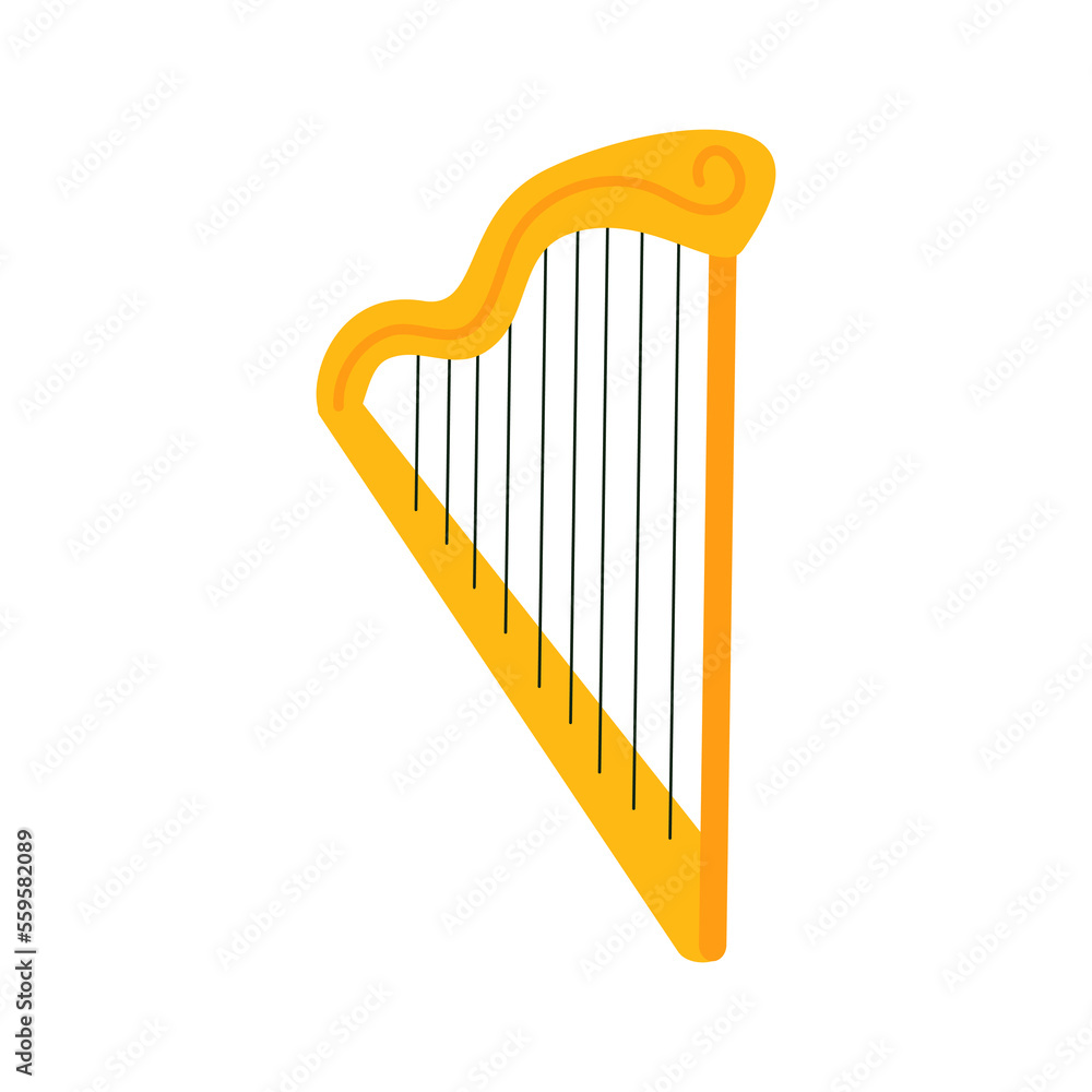 Harp. Vector cartoon hand drawn illustration. Stock Vector | Adobe Stock