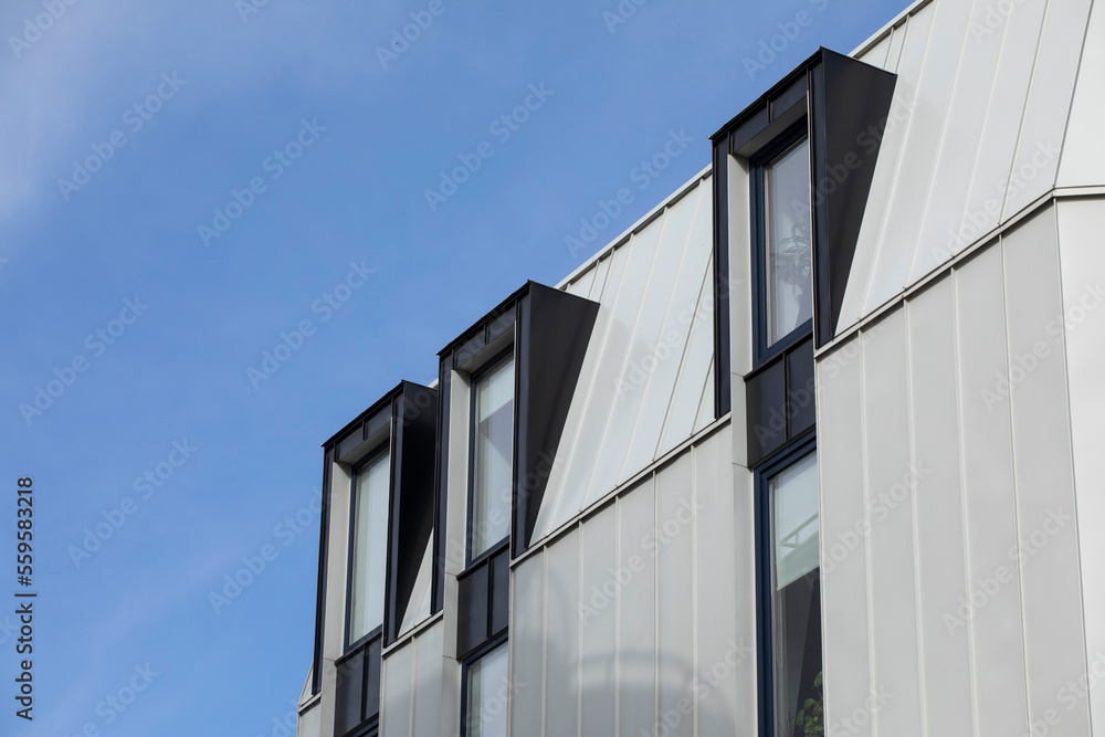 Architecture detail facade design building with metal aluminum sheet ...