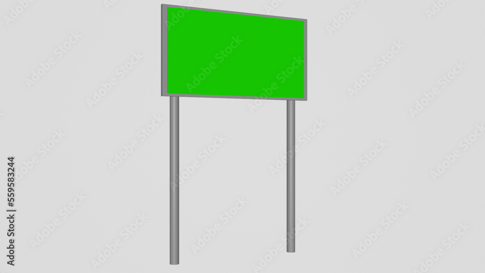 3d illustration blank signboard mockup green screen Stock Illustration ...