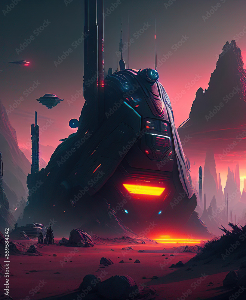 Sci-fi futuristic alien technology generated by AI Stock Illustration ...