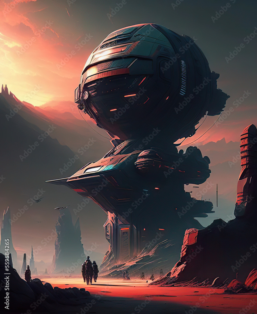 Sci-fi futuristic alien technology generated by AI Stock Illustration ...