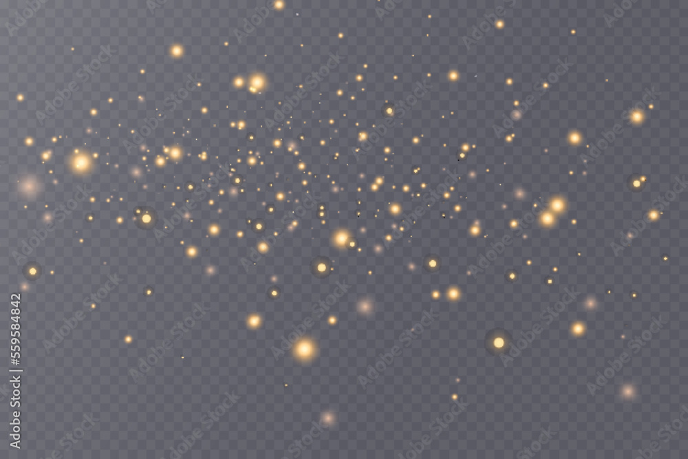 Golden glitter.Light effect.Glittering particles background. Gold dust ...