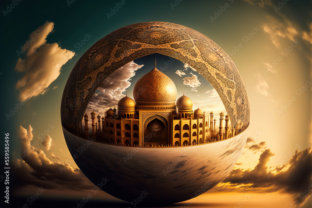 The golden glow of the sun illuminates a splendid mysterious sphere ...