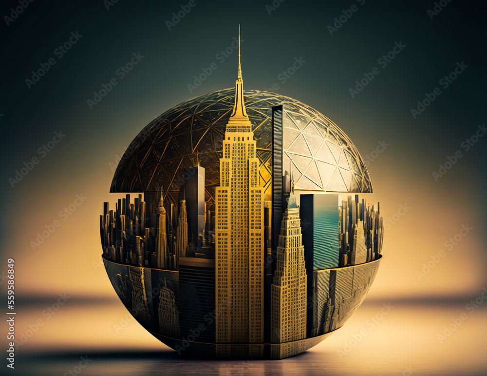 A sphere of architecture, like a cartographic orb or structural world ...