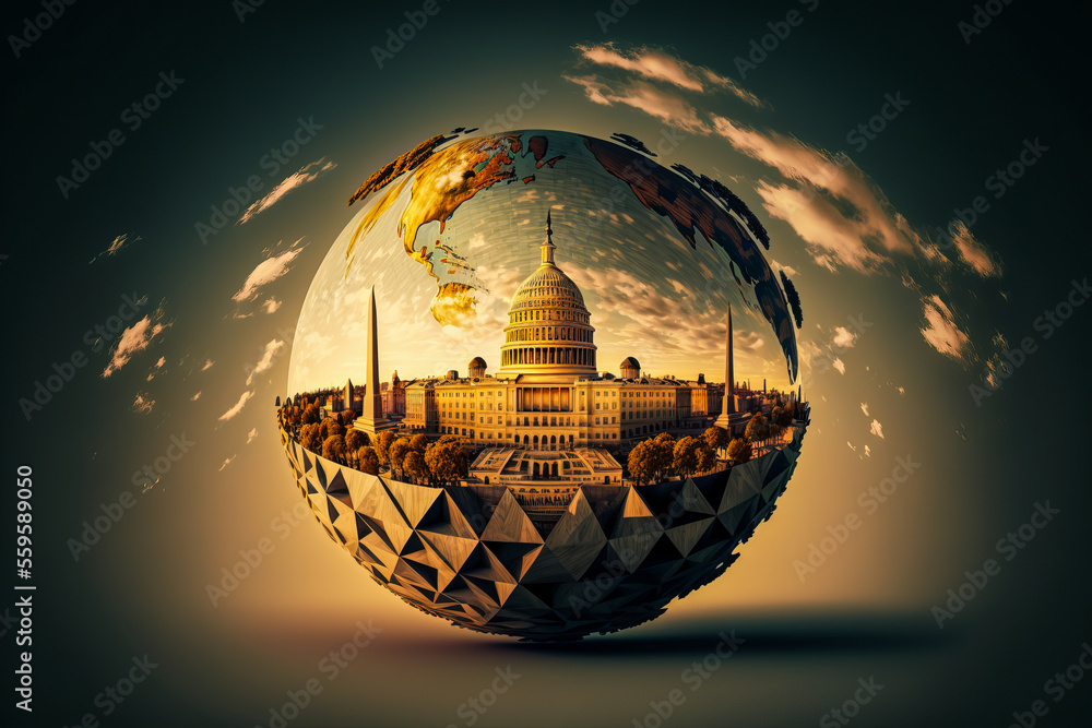 Symbolic architecture represented by a sphere encompassing the U.S ...