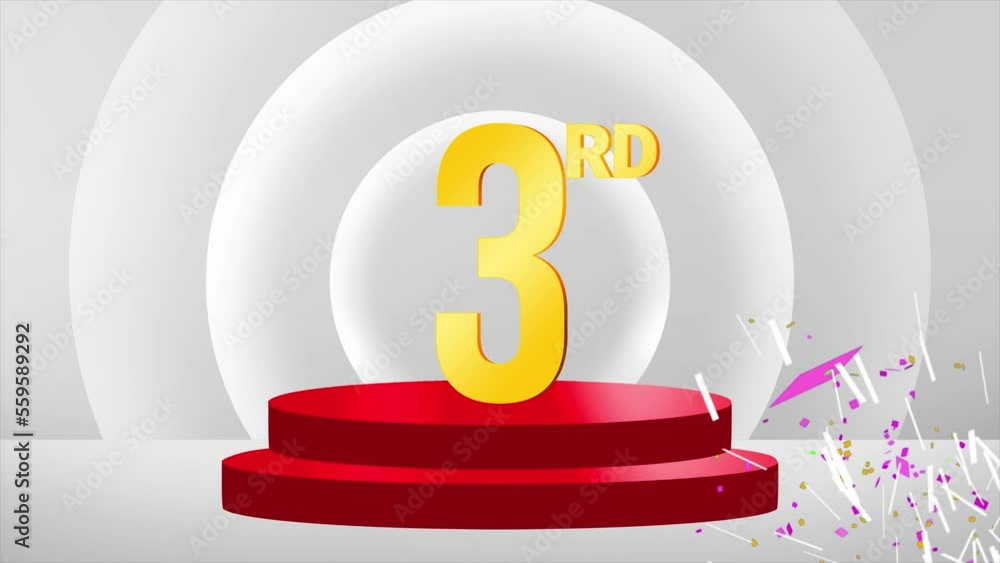 Third Position holder background 4k animation with golden text 3d ...