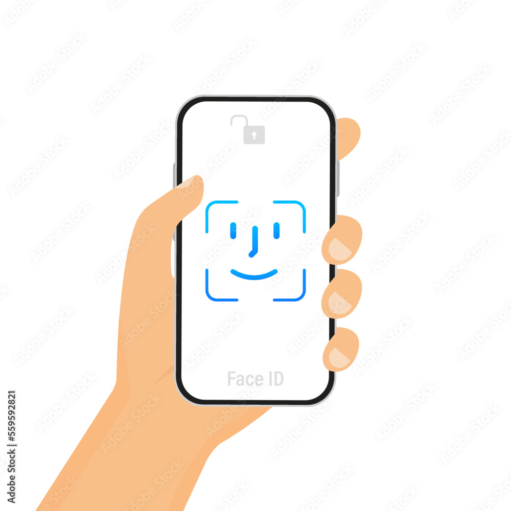 Face ID on mobile devices. Face scanning process. Face recognition ...