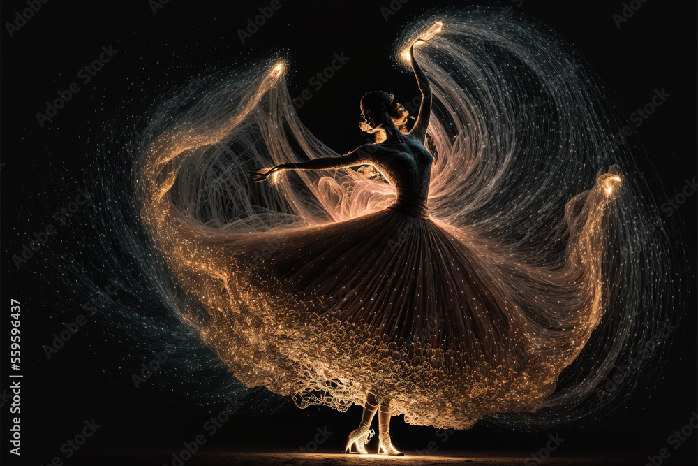 adorable ballet dancer, full body, light painting Stock Illustration ...