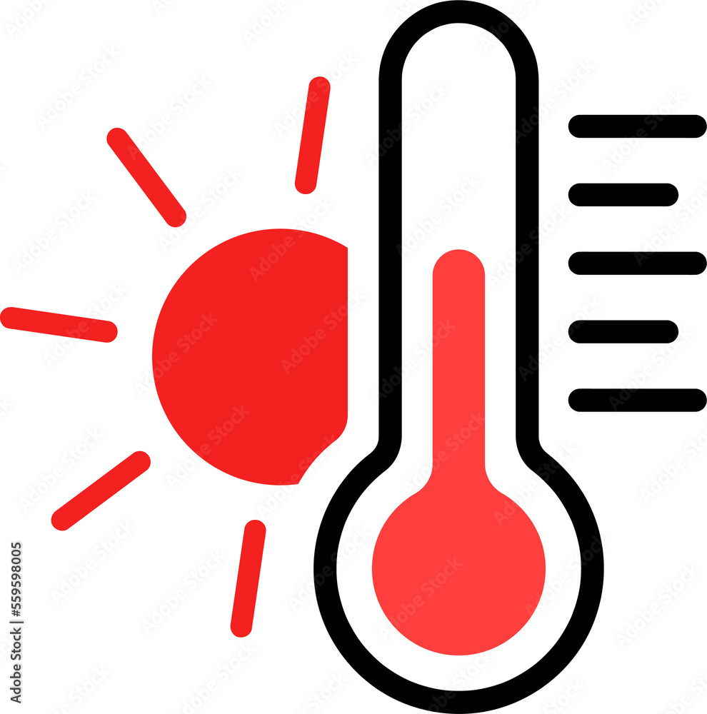 thermometer icon heat, temperature scale symbol, warm weather sign ...